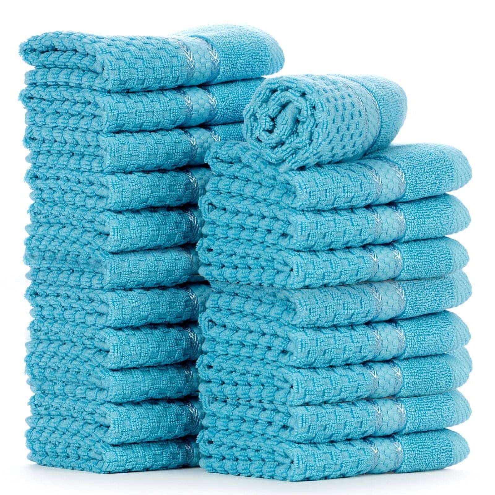 Ample Decor Washcloth Set of 20 Sky Blue 100% Cotton - Qucik Dry ...