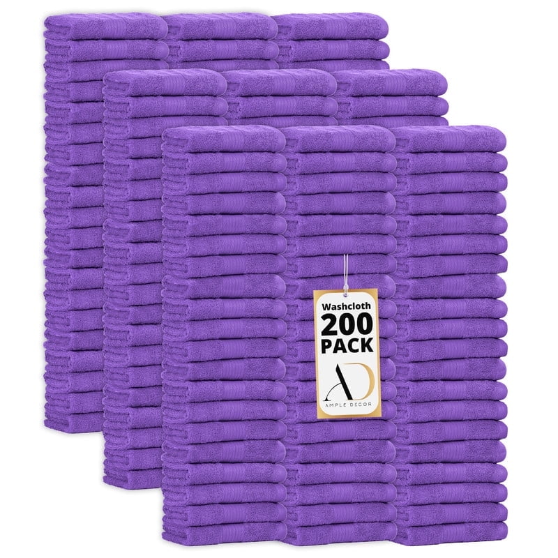 Ample Decor Washcloths 12 x 12 inch 200 Piece 600 GSM 100% Cotton ...
