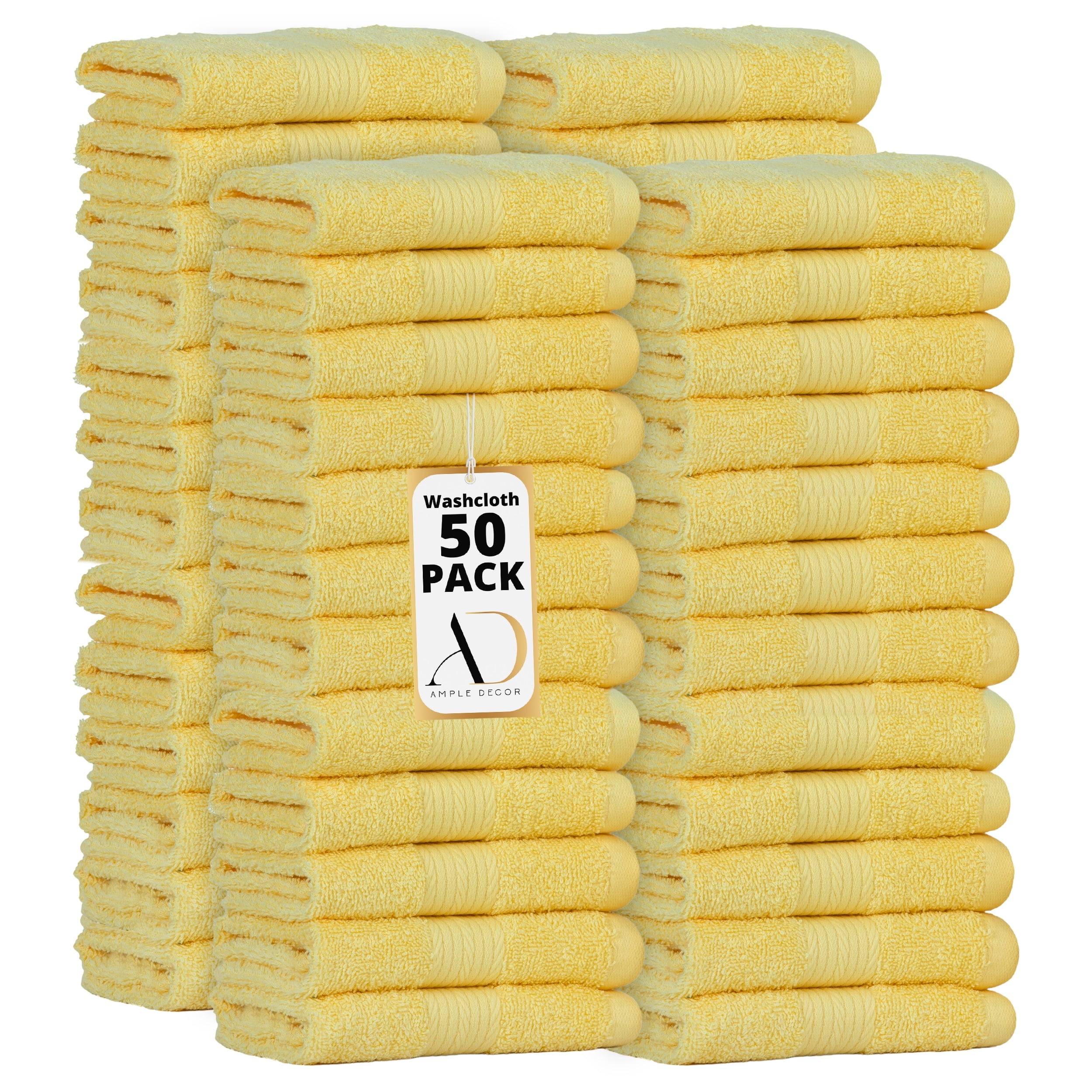 Ample Decor Washcloths 12 x 12 inch 50 Piece 600 GSM 100% Cotton ...