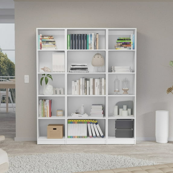 Ample Shelving & Compact Design - 60" Wide 3 Piece Home Bookcase Set ...
