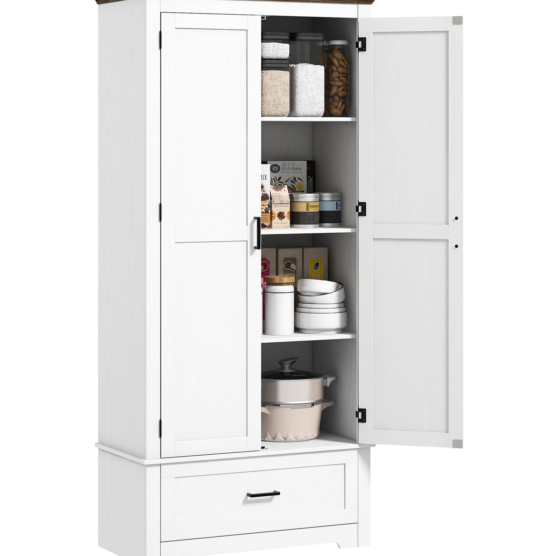 Ample Space & Safe Design - 69" Kitchen Pantry with Drawer and Doors ...