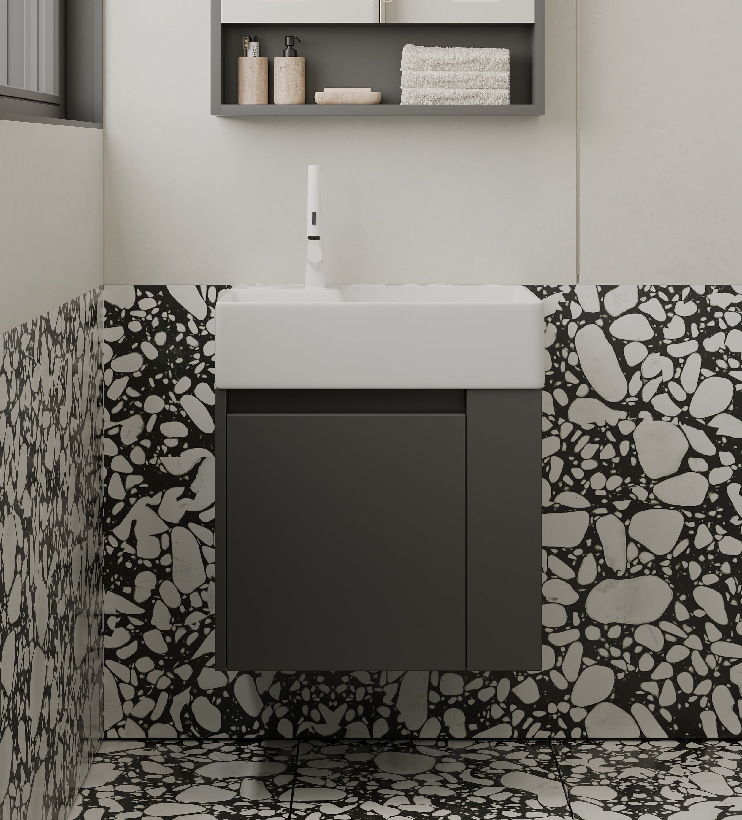 New Version 24 Inch Bathroom Vanity with Sink and Faucet, Floating ...