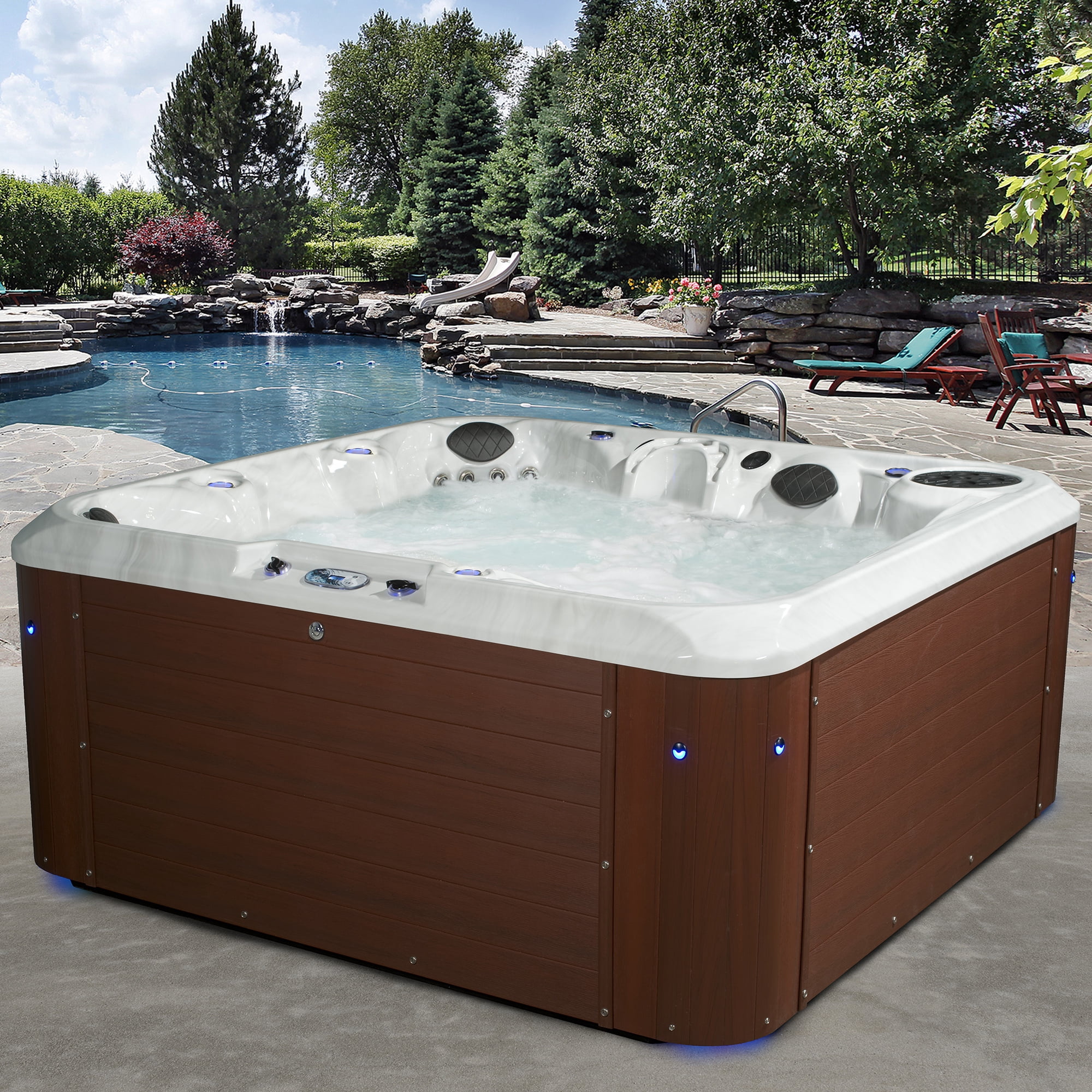 Amplified 100-Jet 6-Person Double-Lounger Spa w/Bluetooth, 3 Pumps by ...