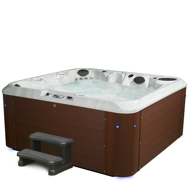 Amplified 100-Jet 6-Person Double-Lounger Spa w/Bluetooth, 3 Pumps by ...