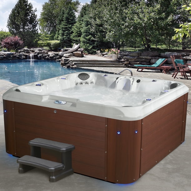 Amplified 100 Jets 7 Person Non Lounger Spa W Bluetooth Stereo 3 Pumps