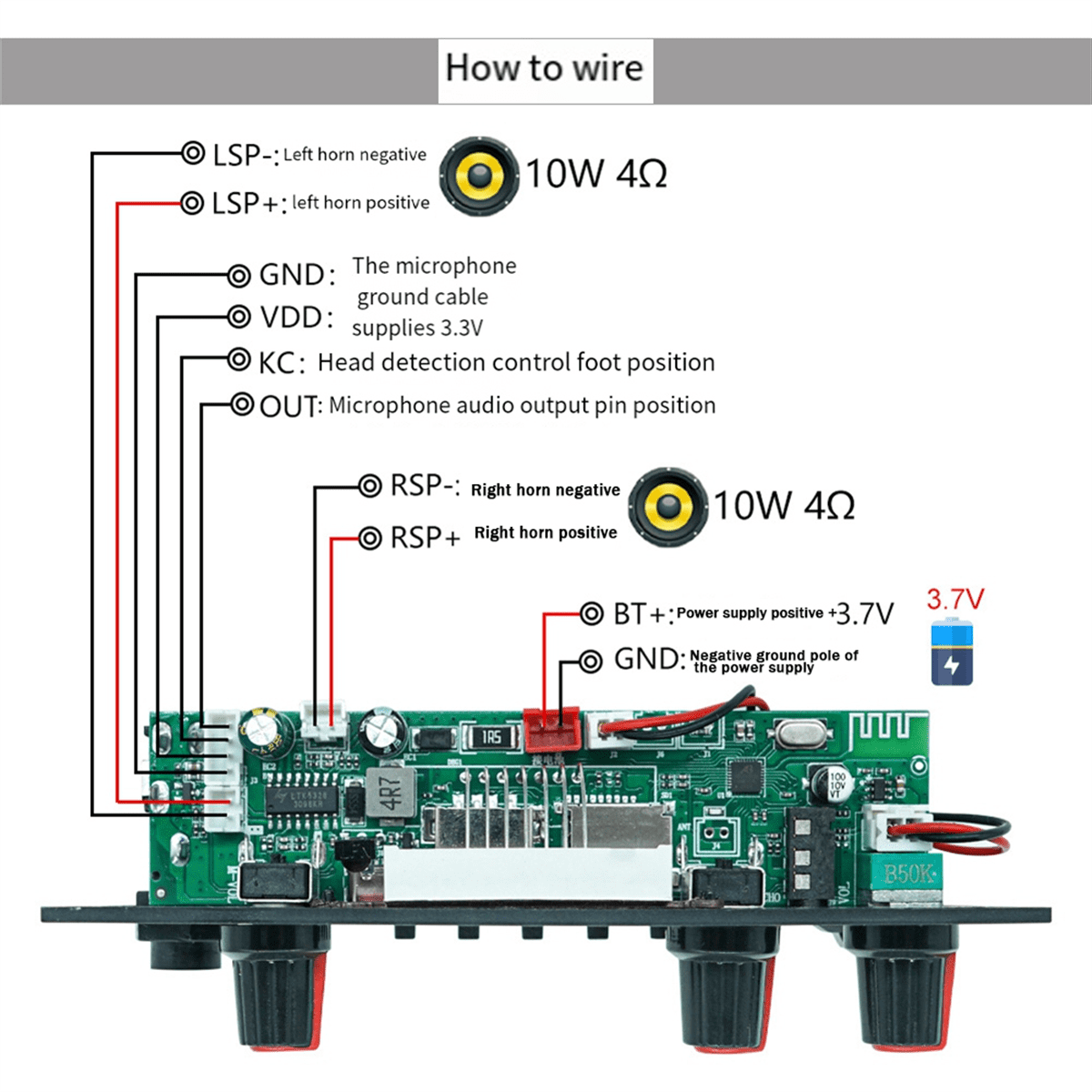 Amplifier Board 2 x 10W Bluetooth Mp3 Decoding Board Trolley Audio ...