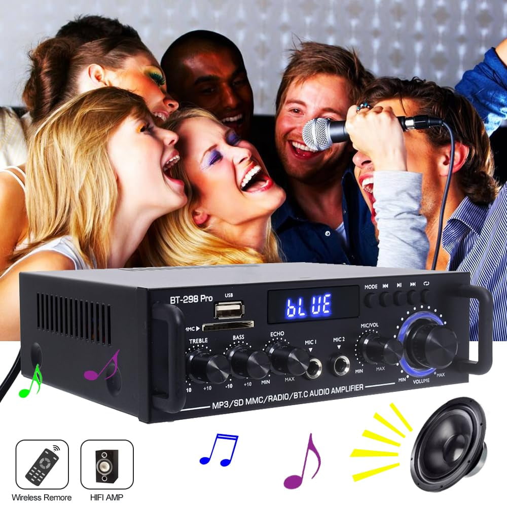 Audio Amplifier 600W Bluetooth LCD Digital Display Stereo HiFi MP3 USB ...