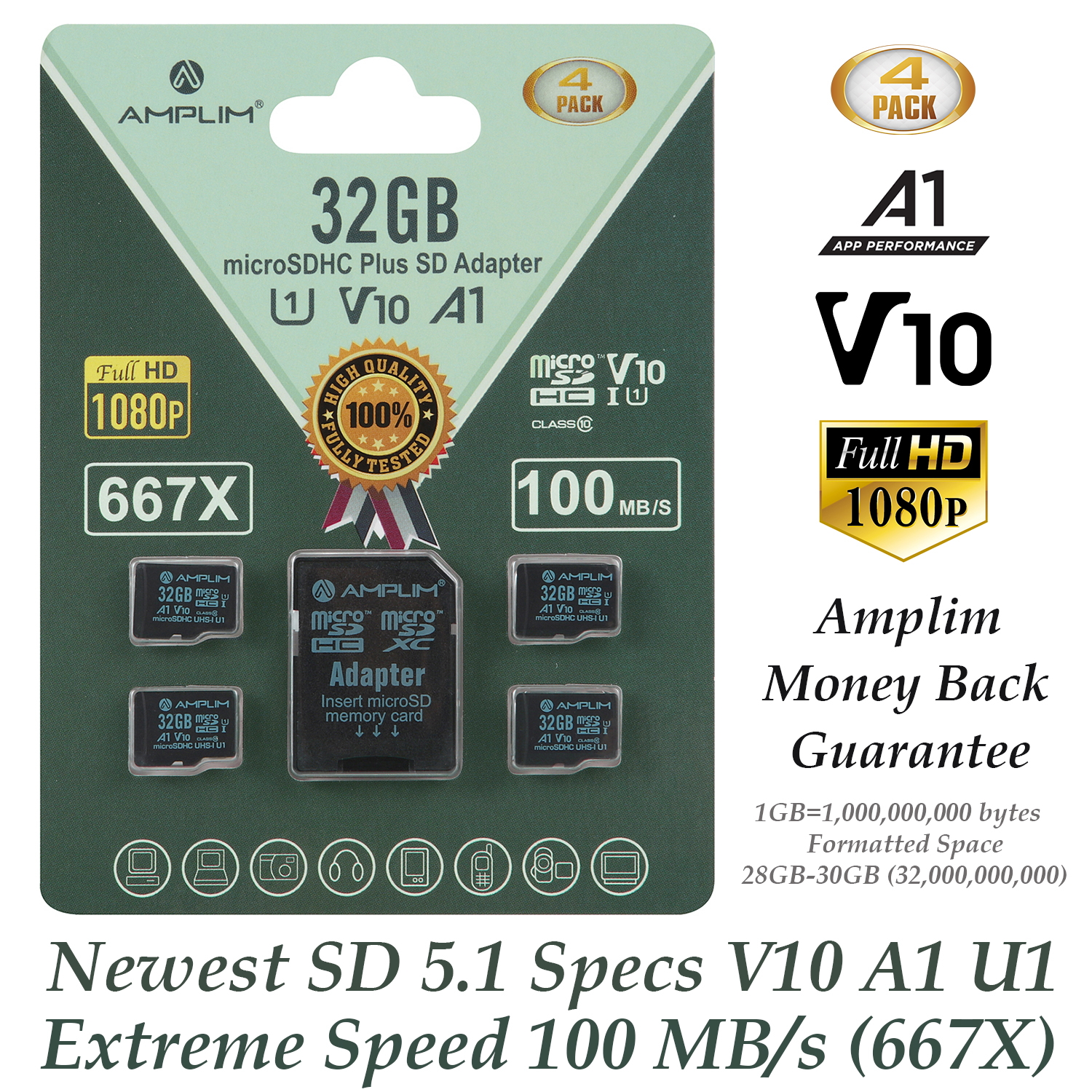 32GB microSDHC Canvas Select 80R CL10 UHS-I Card + SD Adapter - Walmart.com