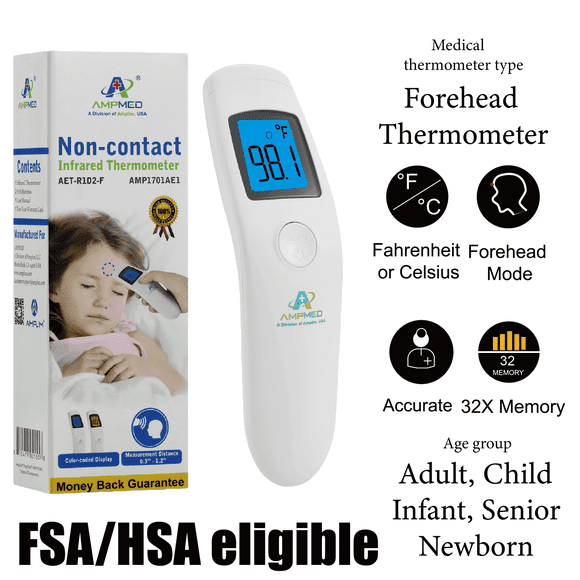 Amplim Digital Thermometer for Adults, Infants, and Kids. No-Touch ...