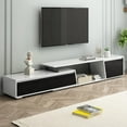 Amposei Modern Retractable TV Stand, 70.7-107'' Extendable Wood Media ...