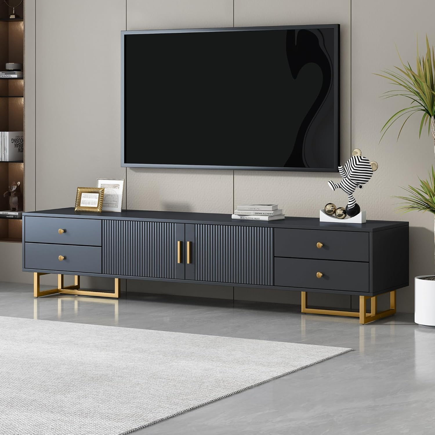 Amposei Modern TV Stand with Drawers for TVs up to 75'', Media Console ...