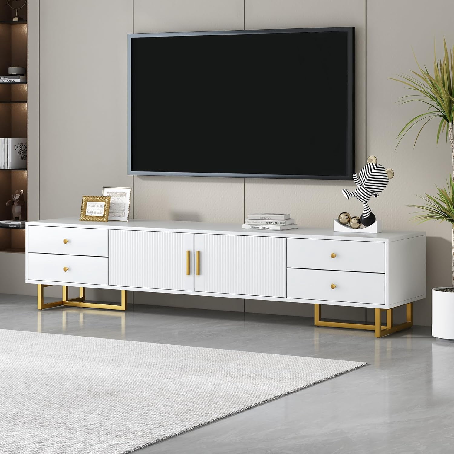 Amposei Modern TV Stand with Drawers for TVs up to 75'', Media Console ...