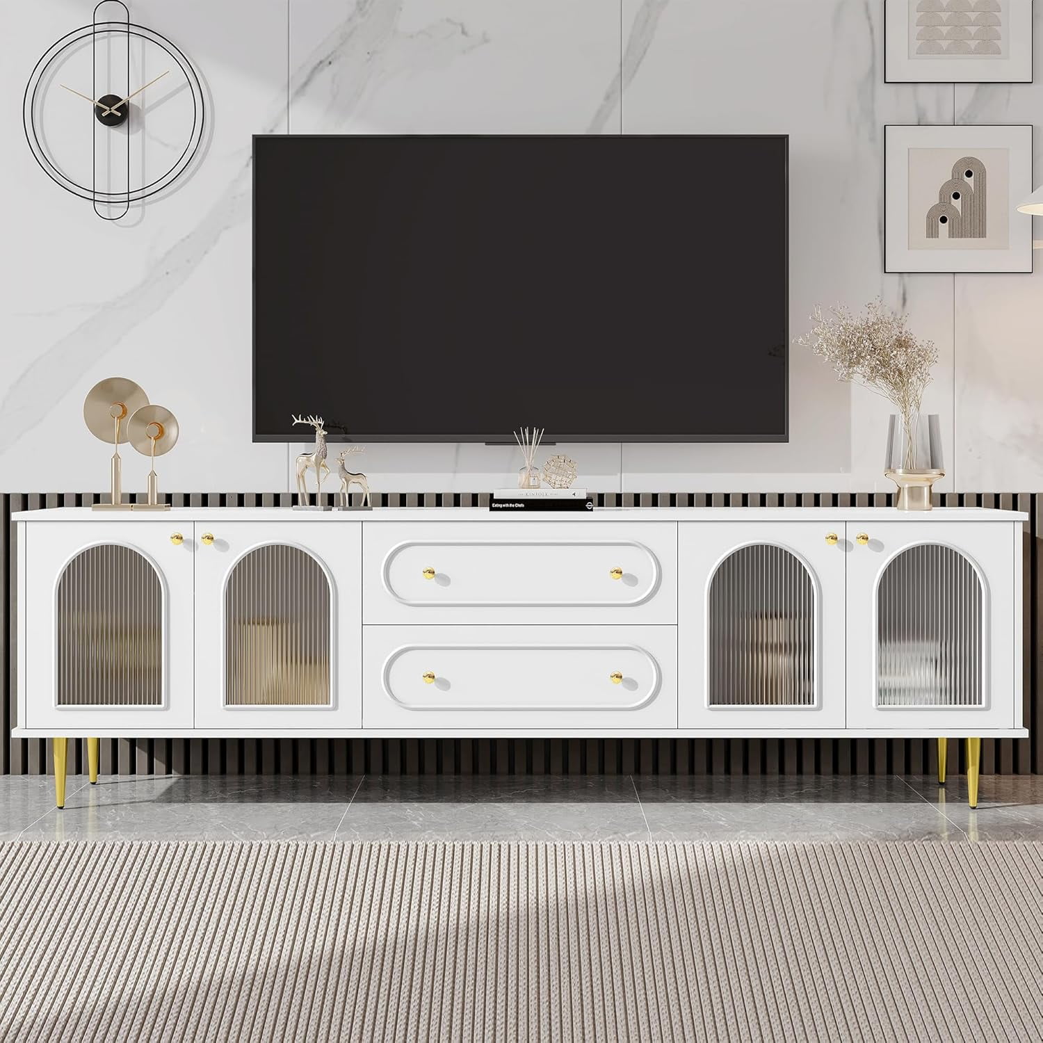 Amposei Modern TV Stand with Storage for TVs up to 80-inch, Media ...