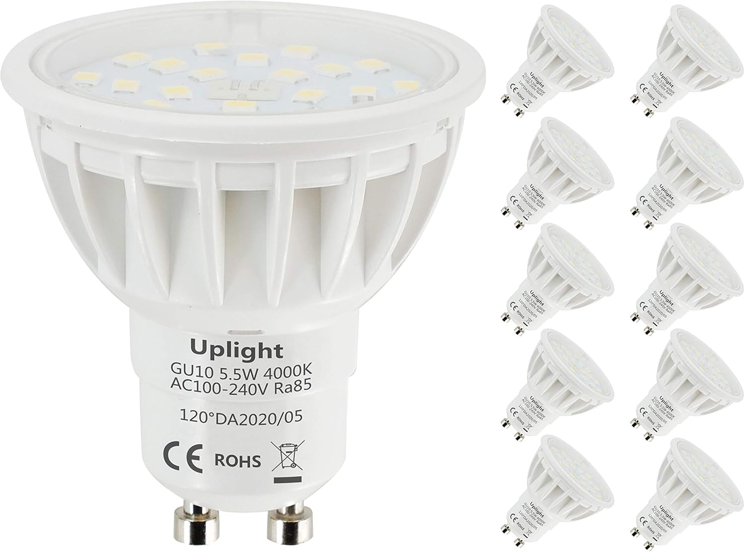Ampoule Gu10 Led Spot,5.5W Blanc Naturel 4000K,Non Dimmable,Équivalent 50-60W Halogène,Ra85 ...