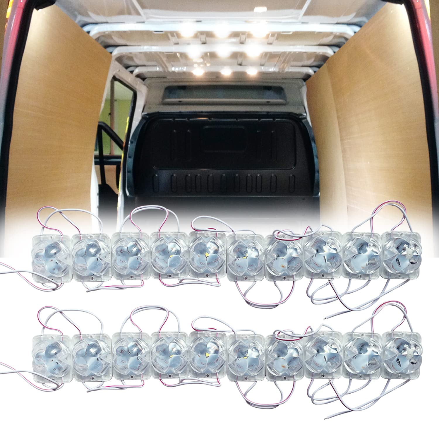 Ampper 12V Interior LED RRF12 Van Lights, 20 Pods Interior Van LED ...