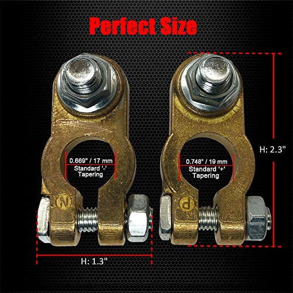 Ampper Brass Battery Terminal Connectors, Top Post Battery Terminals ...