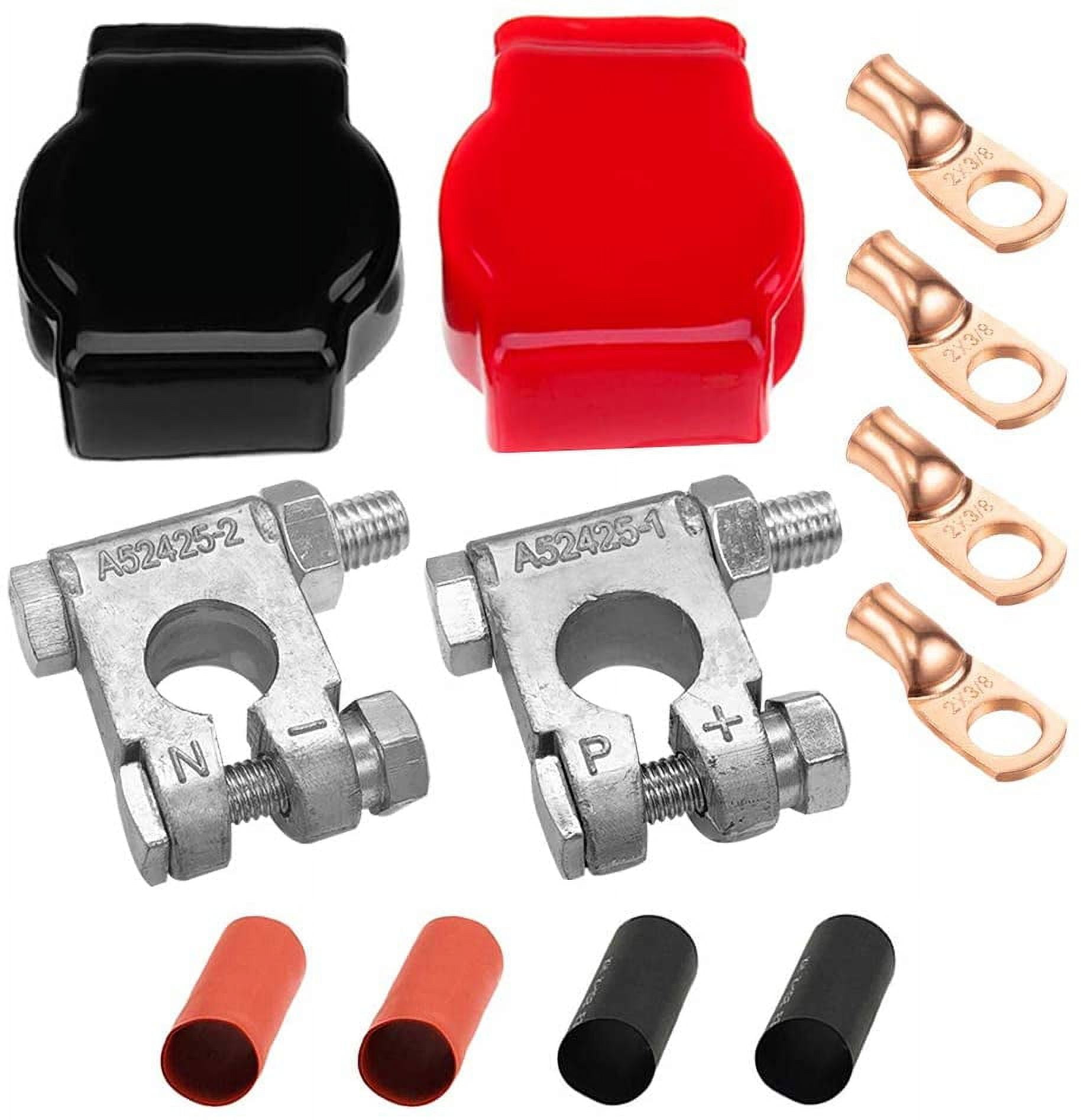 Ampper Military Spec Battery Terminal Top Post Kit with Cover, 4 Copper ...