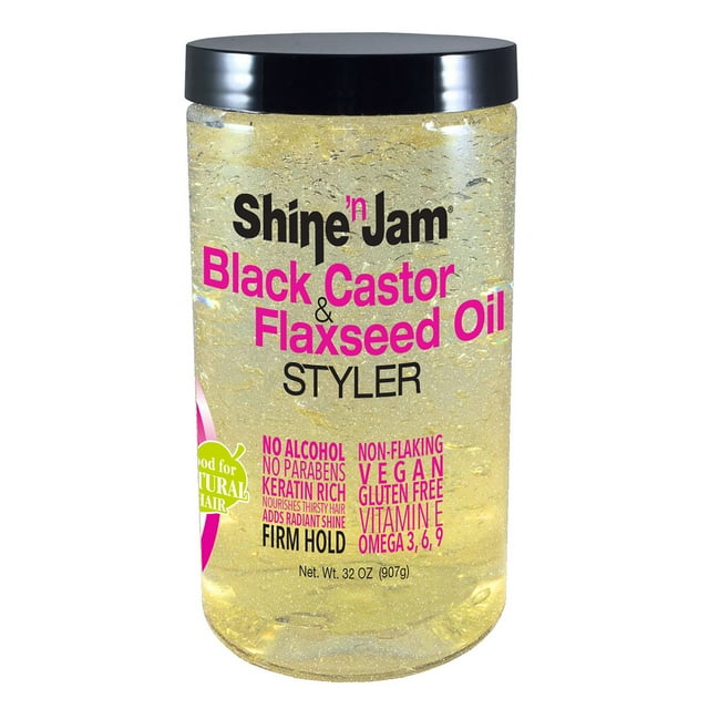 Ampro Shine-n-Jam Castor Oil and Flaxseed Gel, Hair Gel, 32 oz ...
