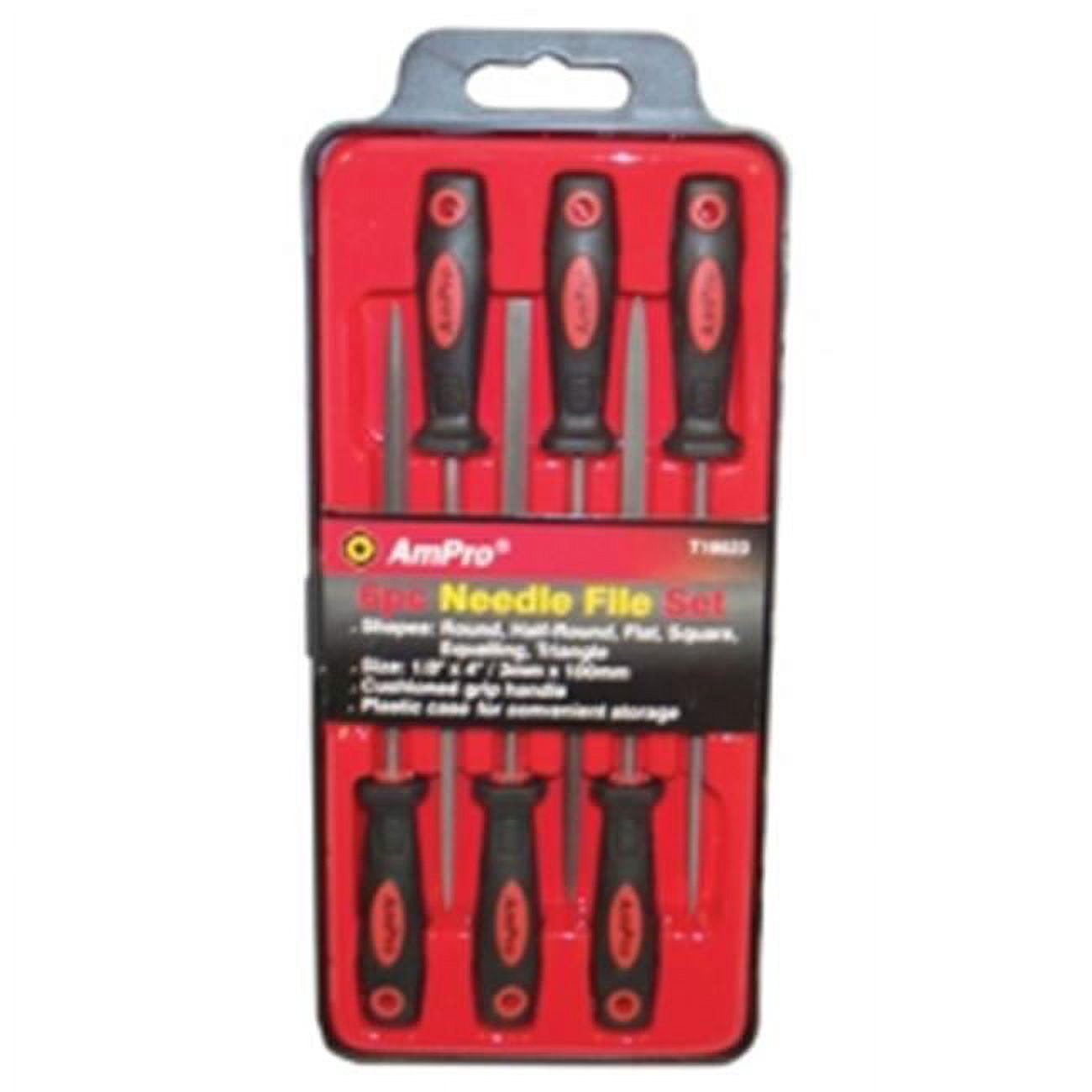 Ampro Tools T19523 4 in. Needle File Set with Cushioned Handles, 6 ...