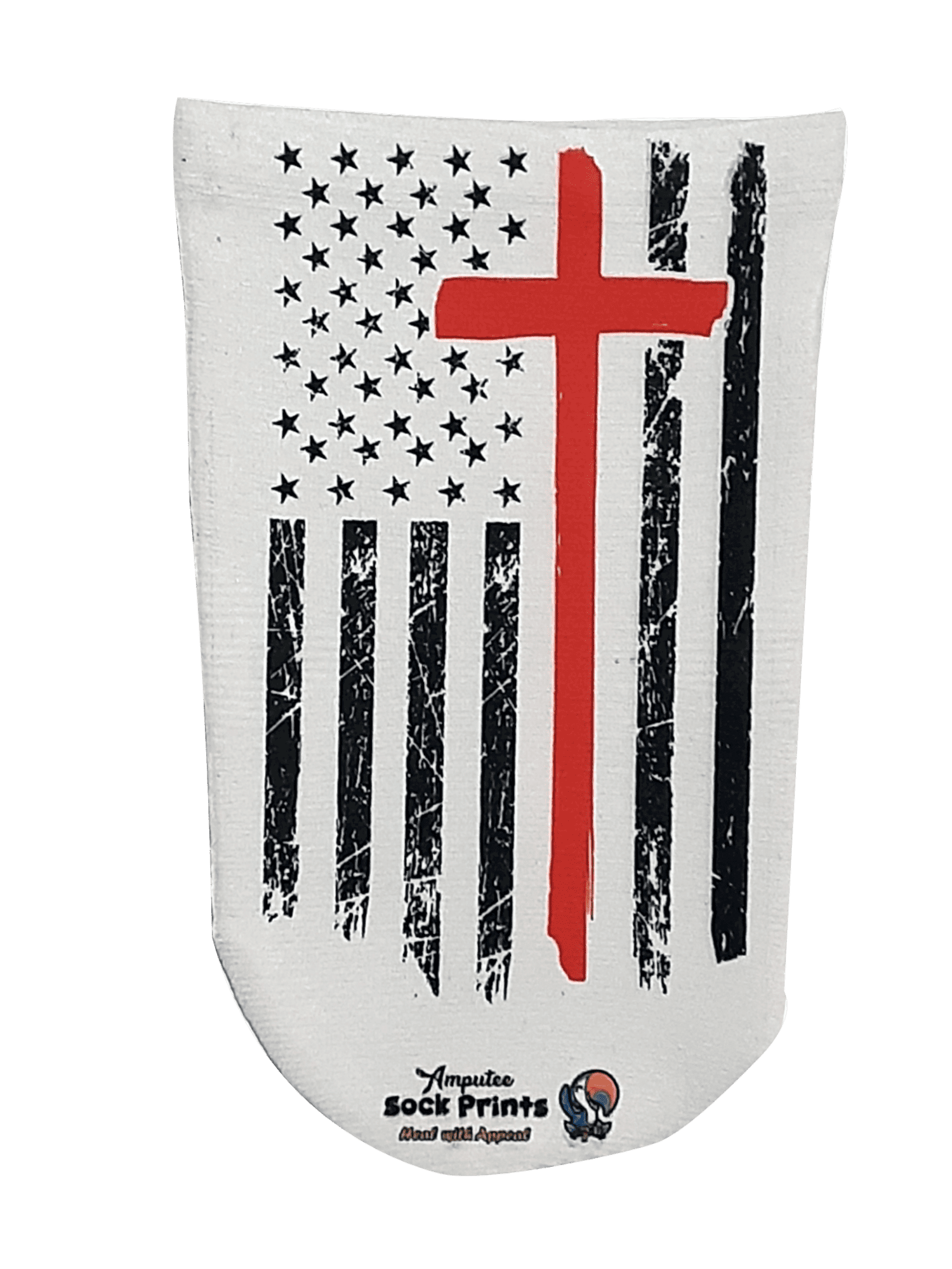 Amputee Sock "American Flag with Cross V1", 3PLY Residual Wound, Over ...