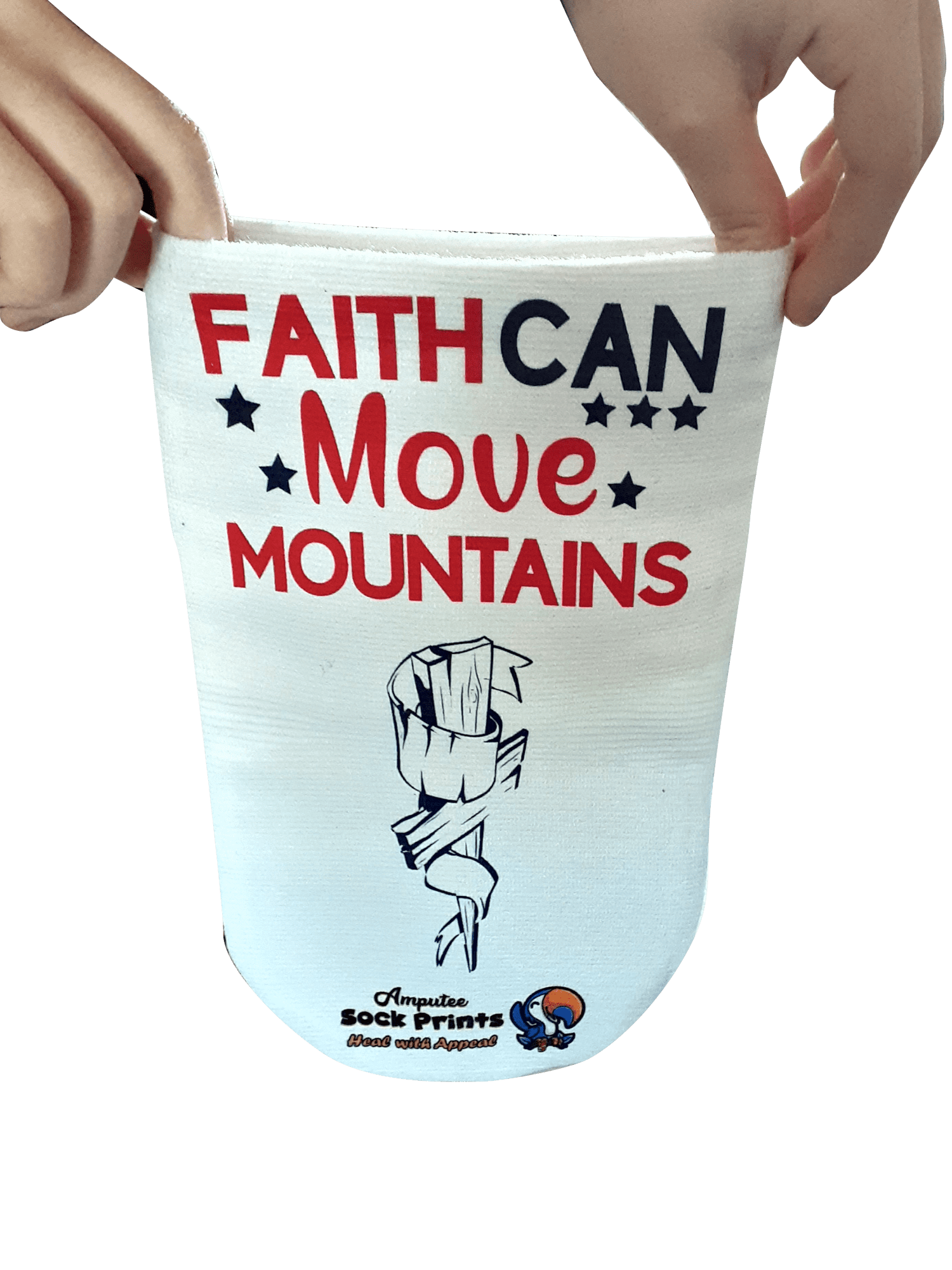 Amputee Sock, "Faith Can Move Mountains wh sock w hands V1", 3PLY ...