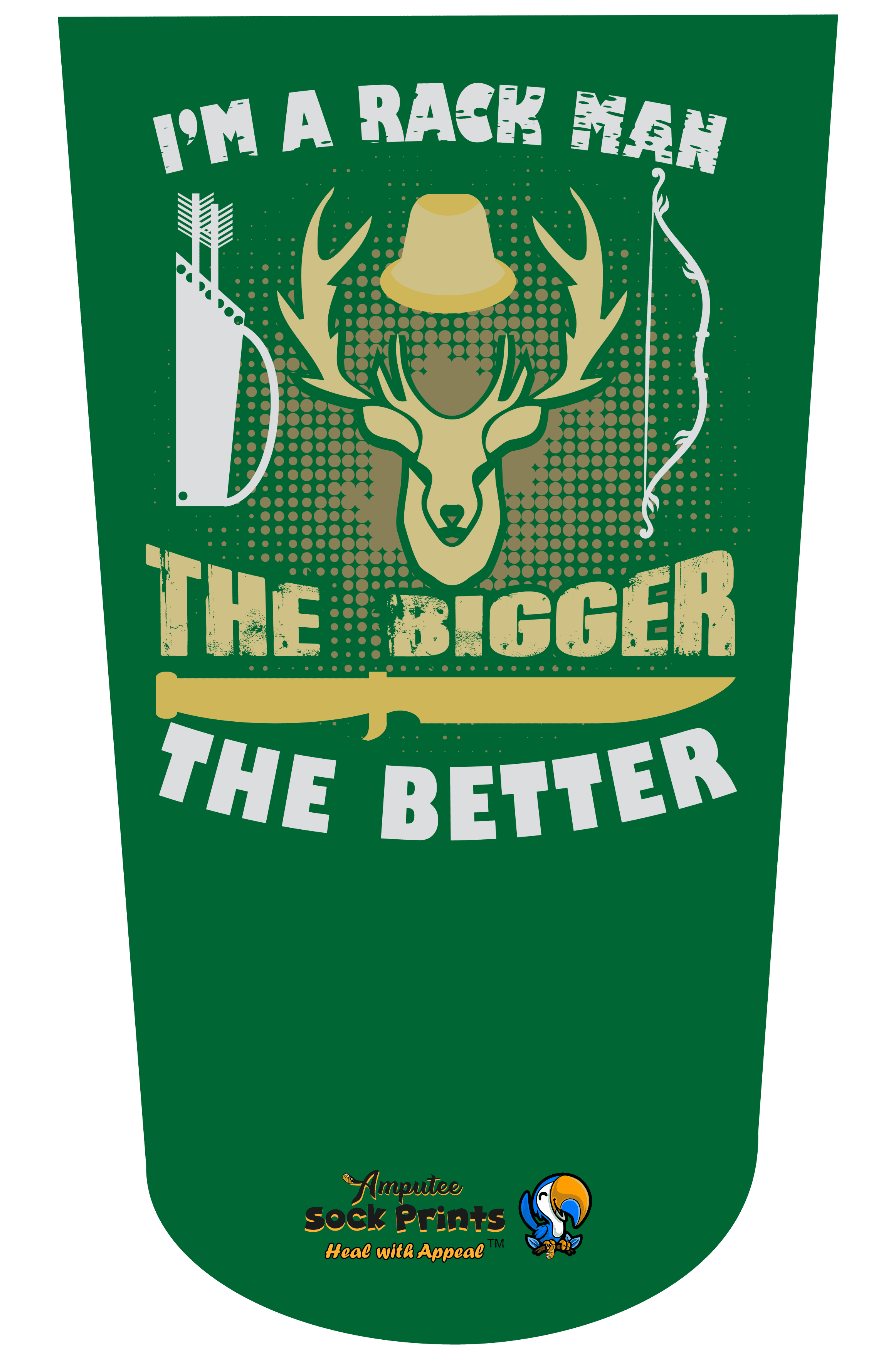 Amputee Sock "Im a rack man V1" 3PLY Residual Wound, Over Shrinker Sock ...