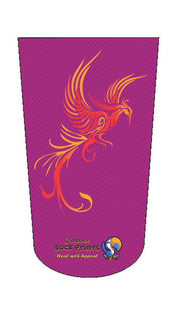 Amputee Sock "Phoenix Flying magenta bgnd V1", 3PLY Residual Wound ...