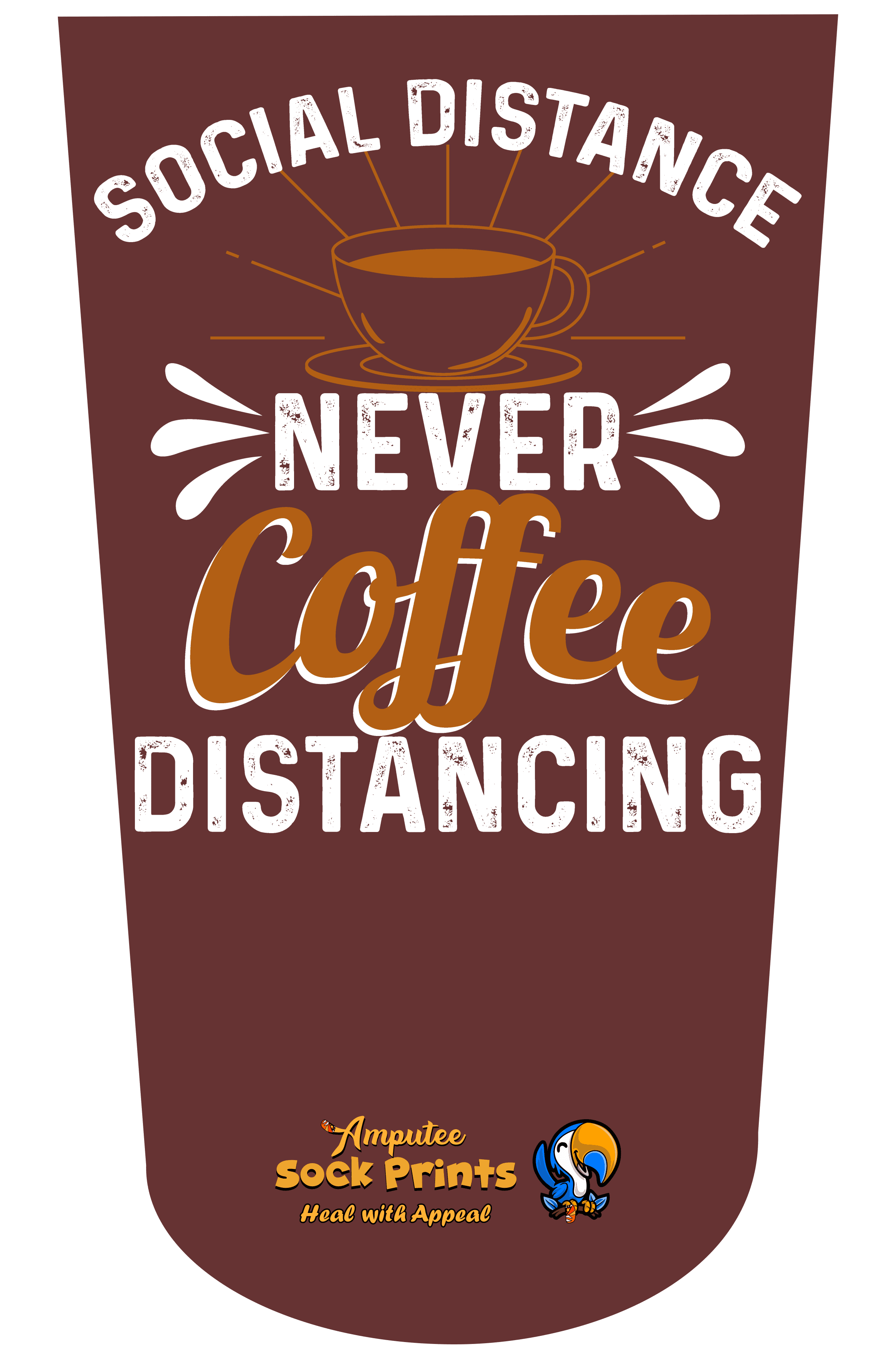 Amputee Sock "Social distance never coffee distance V2" 3PLY Residual ...