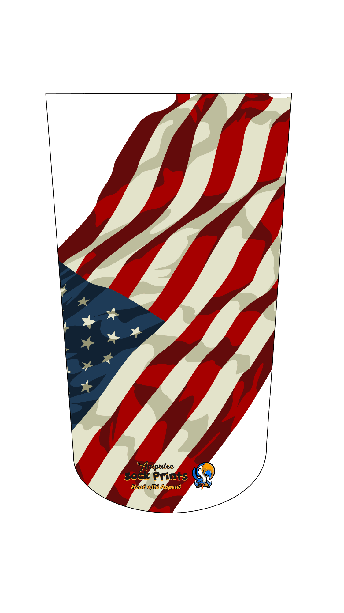 Amputee Sock "Vintage American Flag Angled V1", 3PLY Residual Wound ...
