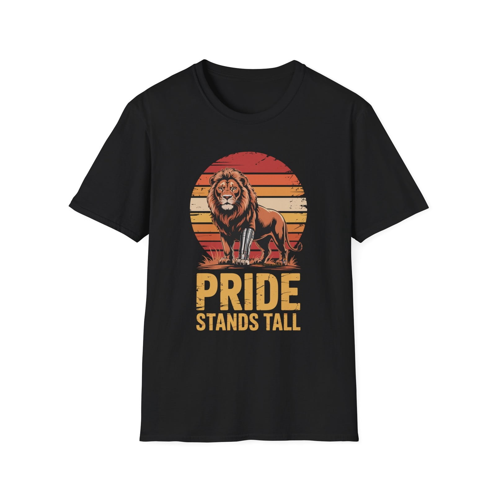 Amputee T-Shirt for Men – Pride Stands Tall Lion Design with Prosthetic ...