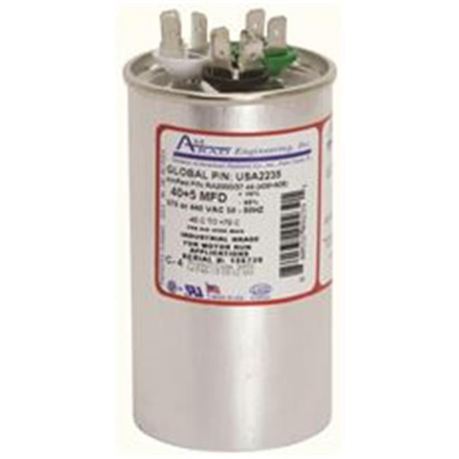 Amrad Engineering 132340 Round USA-Made Motor Run Capacitor, 40-5 MFD ...