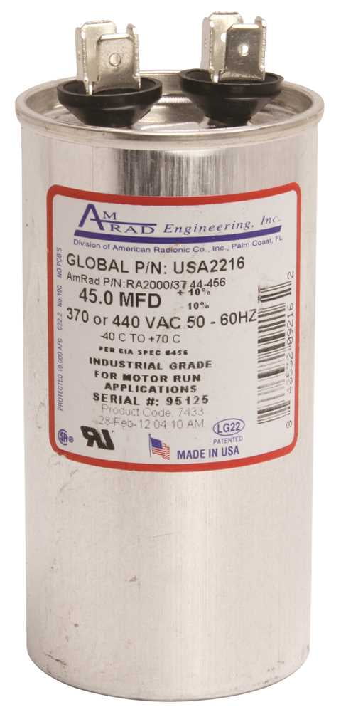 Amrad Engineering USA2216 ROUND USA-MADE MOTOR RUN CAPACITOR, 45 MFD ...
