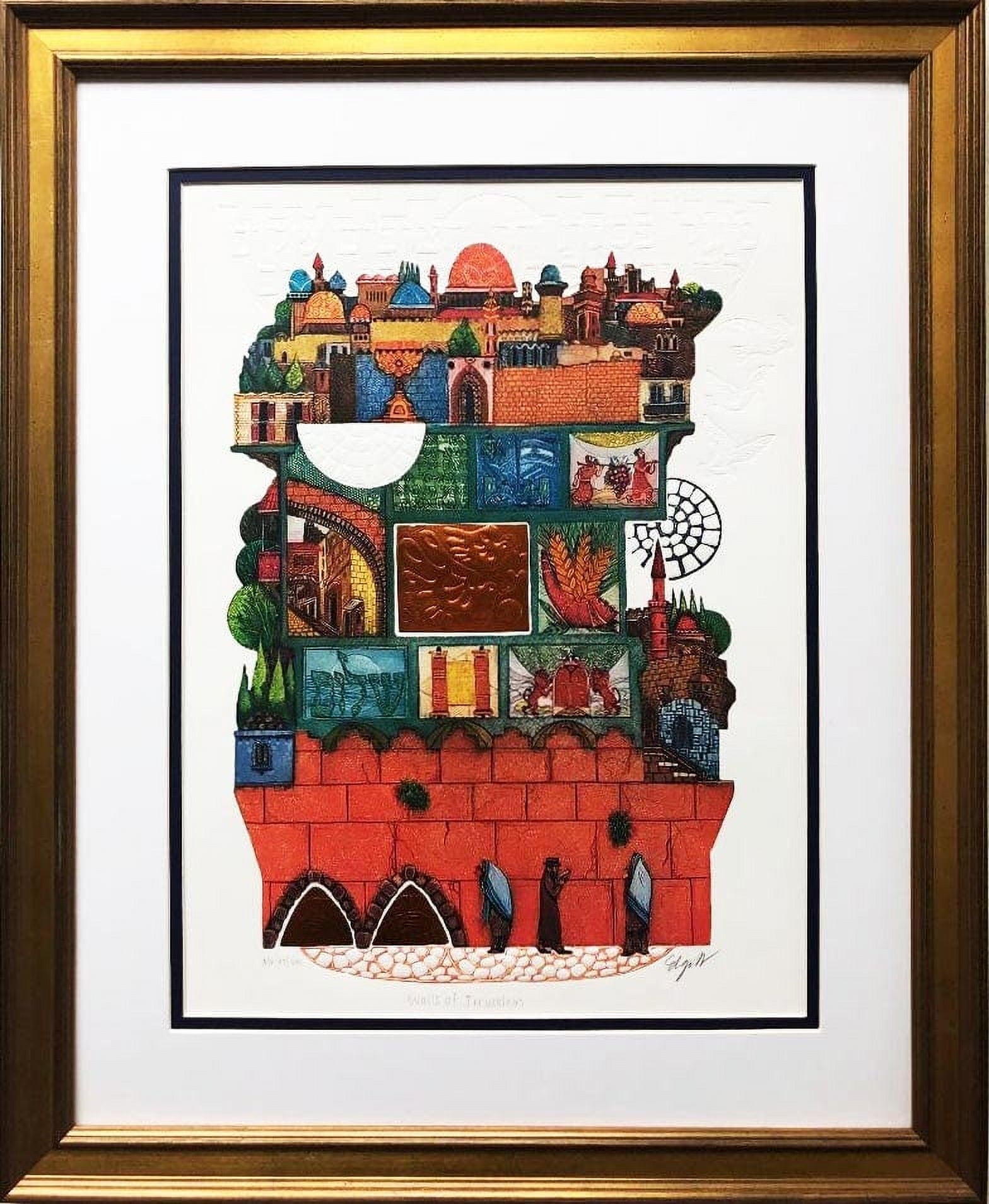 Amram Ebgi "Walls of Jerusalem" FRAMED Signed & # Art Generic - Walmart.com