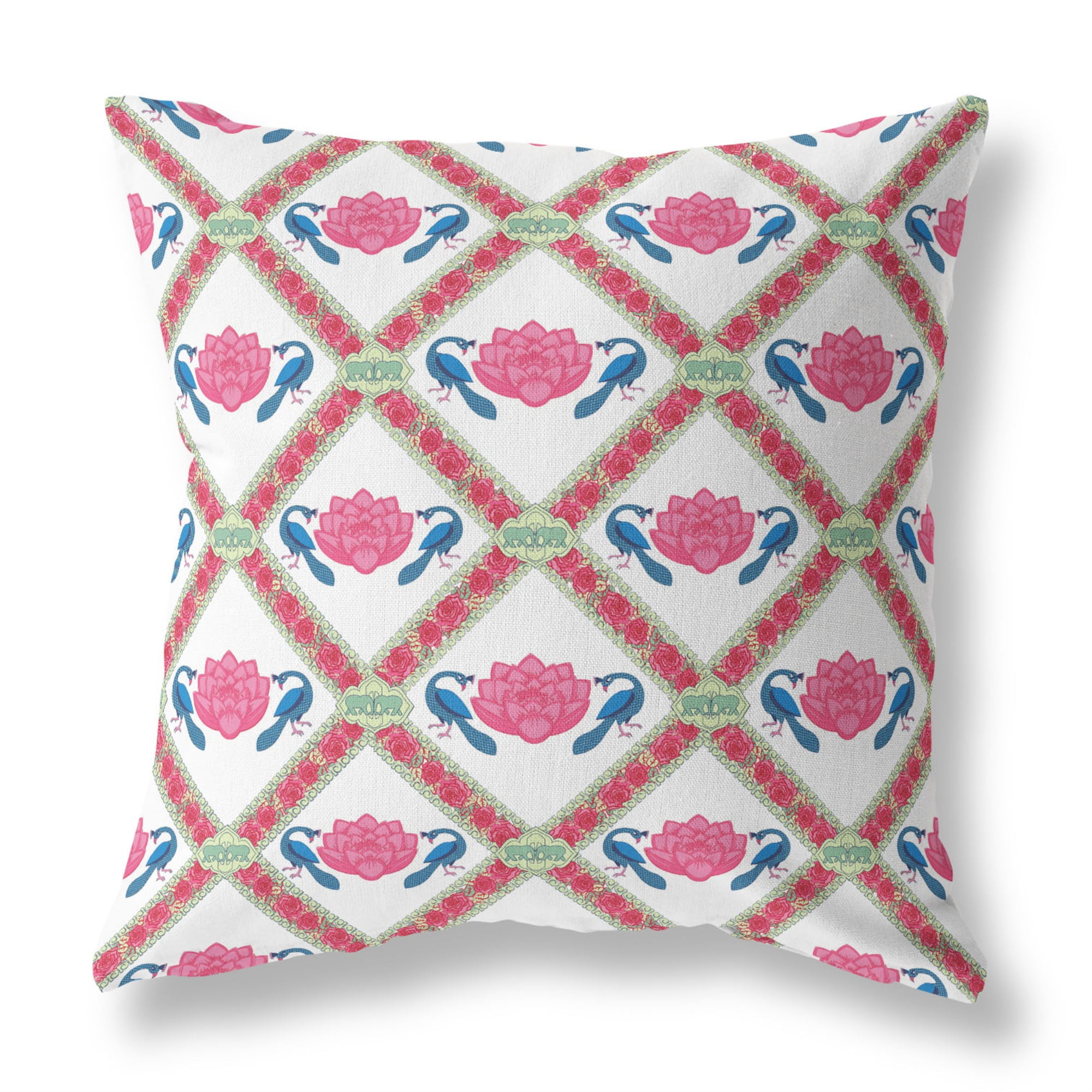 Amrita Sen Broadcloth Pillow With Pink Blue White Finish CAPL477BrCDS-BL-26x26 - Walmart.com