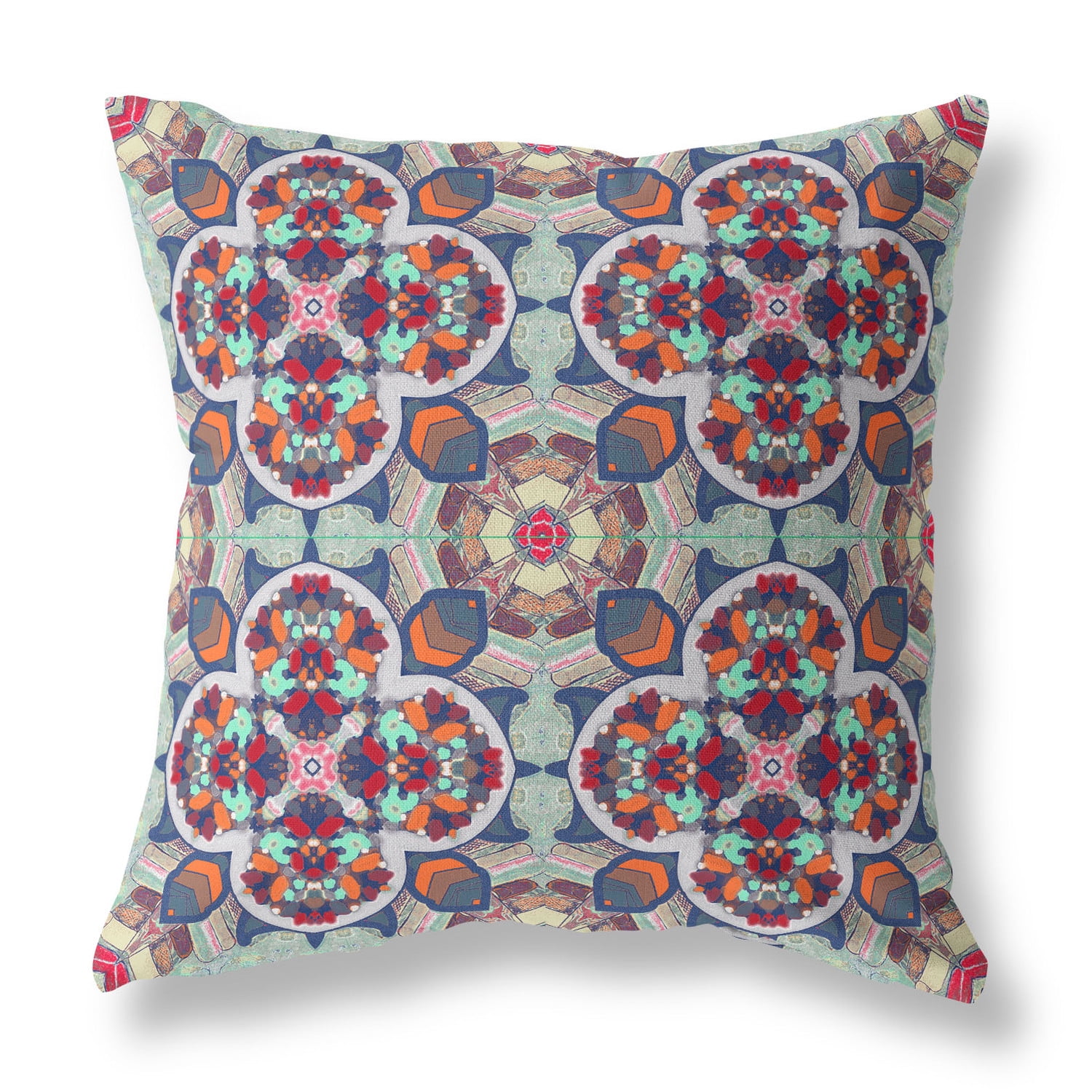Clover Leaf Floral Suede Blown and Closed Pillow Muted Green Orange 16 ...
