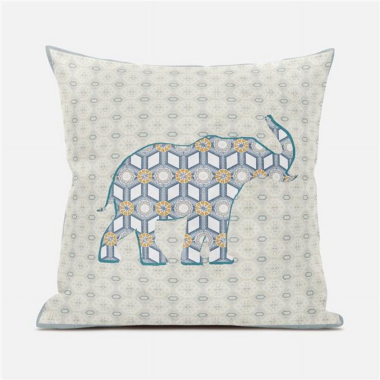 Amrita Sen Designs 18 x 18 in. Elephant Silhouette Duo Suede Zippered ...