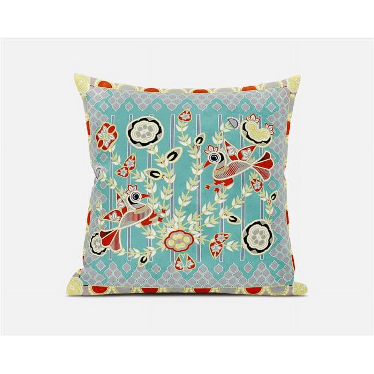 Amrita Sen Designs 20 x 20 in. Pond Peacock Broadcloth Indoor & Outdoor ...