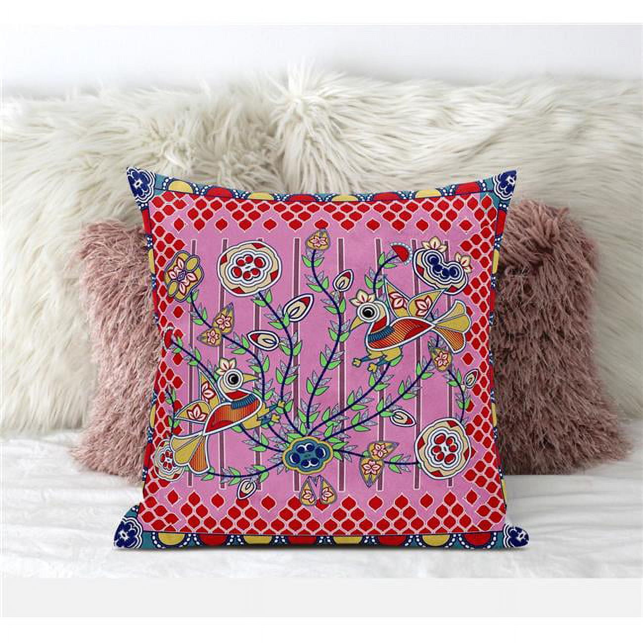 Amrita Sen Designs 20 x 20 in. Pond Peacock Suede Blown & Closed Pillow ...