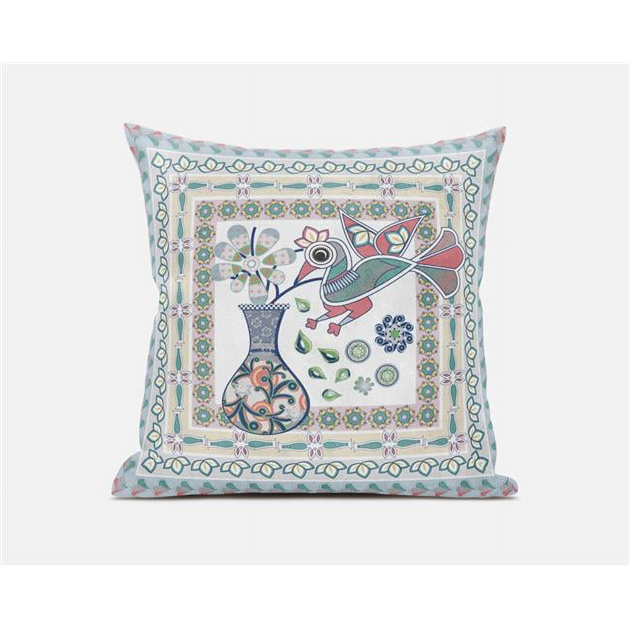 Amrita Sen Designs 26 x 26 in. Love Your Vase Peacock Broadcloth Indoor ...