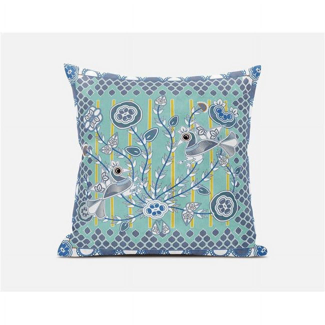 Amrita Sen Designs 26 x 26 in. Pond Peacock Broadcloth Indoor & Outdoor ...