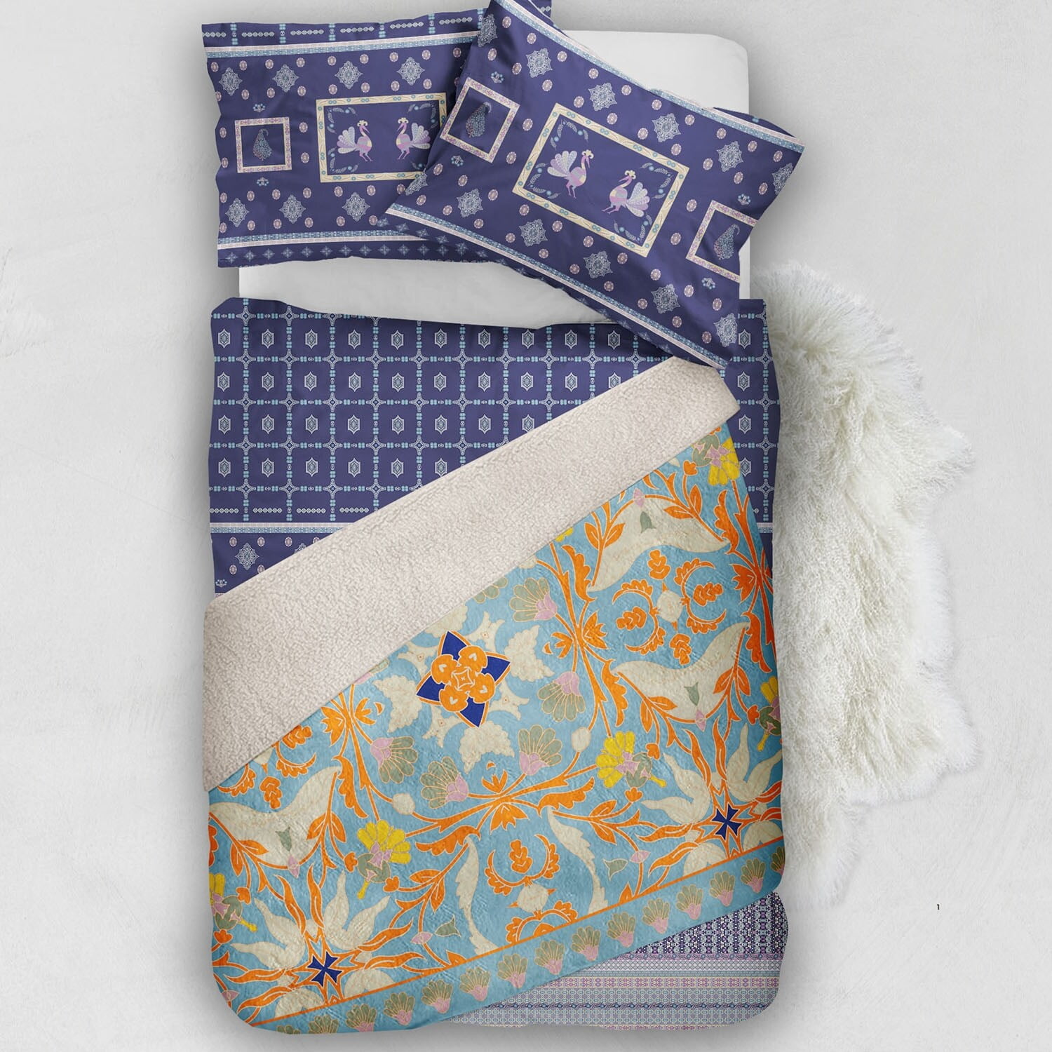 Amrita Sen Designs Amrita Sen Mughal Elephant Throw Blanket Sherpa ...
