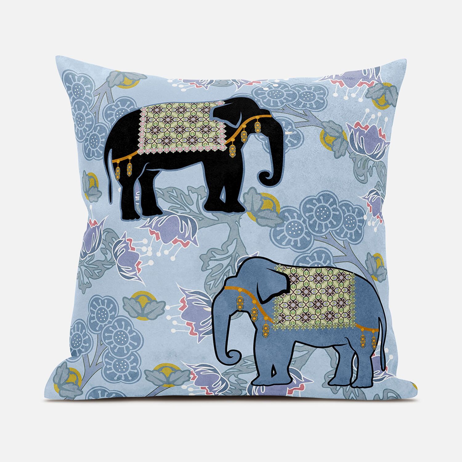 Amrita Sen Designs CAPL726FSDS-ZP-20x20 20 x 20 in. Two Elephants Suede ...