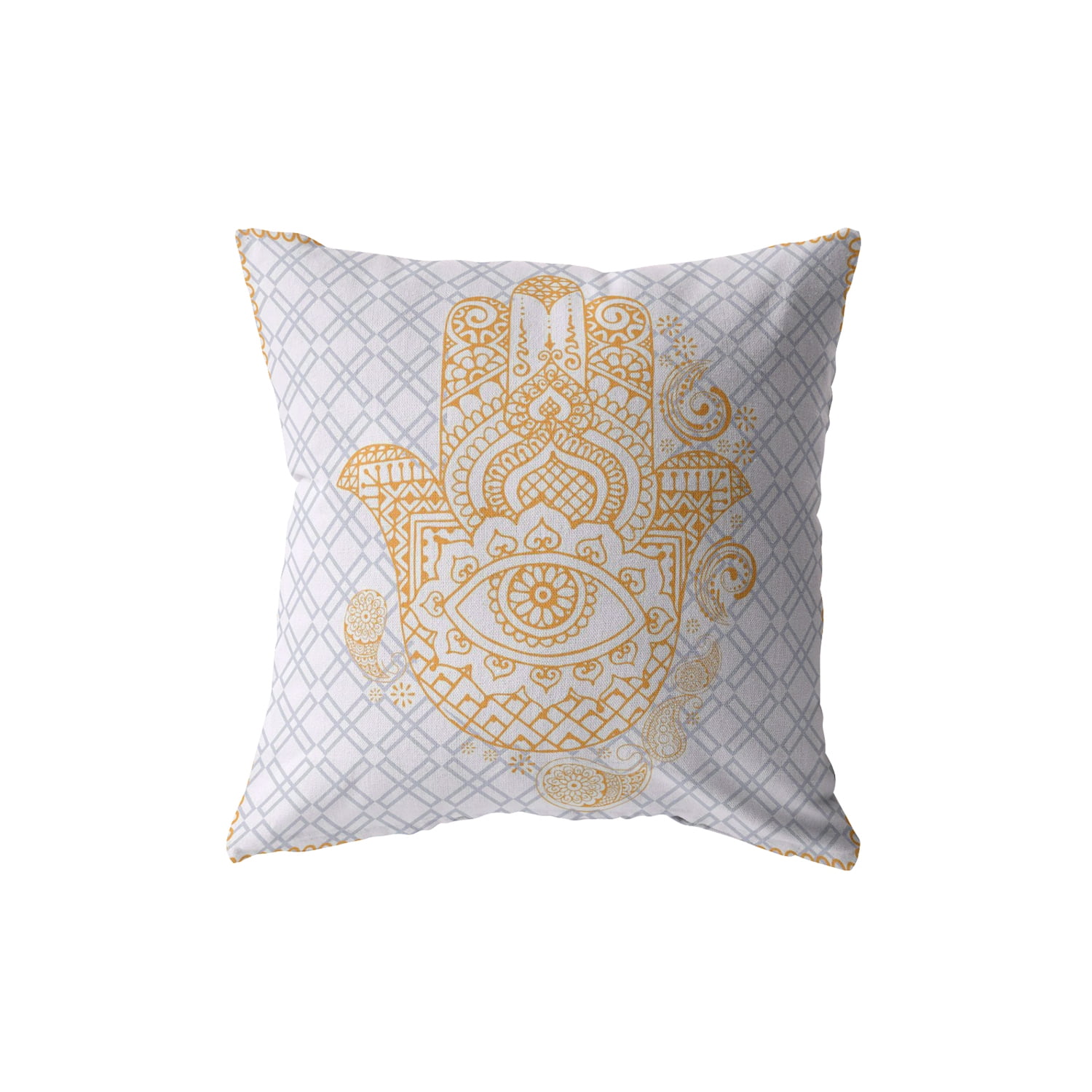 Amrita Sen Hamsa Broadcloth Indoor Outdoor Blown and Closed Pillow Gold ...