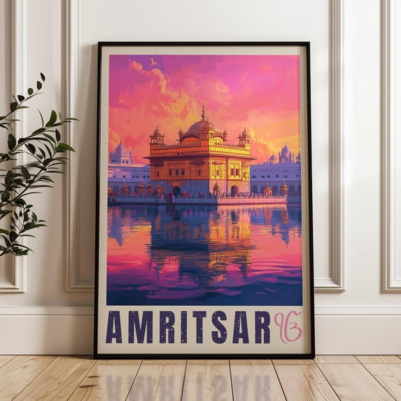 Amritsar Golden Temple Travel Print, India Wall Art Print, Stretched ...