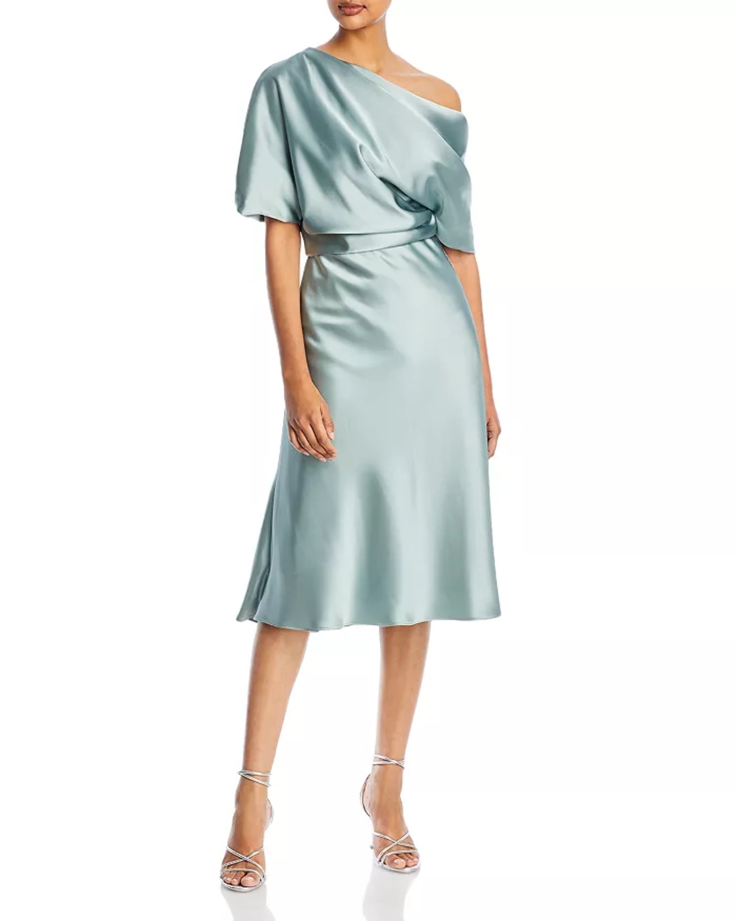 Amsale Draped One Shoulder Midi Dress - Walmart.com