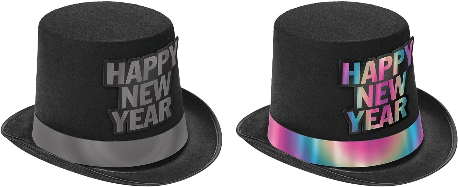 Amscan 251196 Happy New Year Illuminating Top Hat, Black - Walmart.com