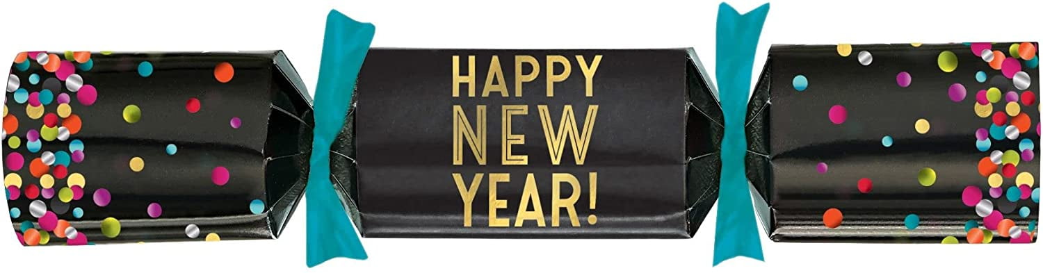 Amscan 3902561 New Year's Colorful Confetti Crackers, Black, Set Of 8 ...