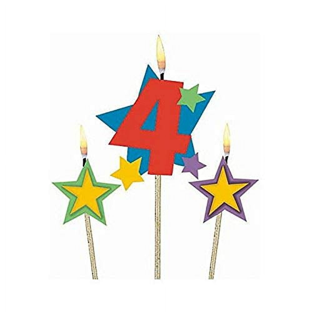 Amscan #4 Decorative Birthday Candle & Star Candles | Party Supply | 3 ...