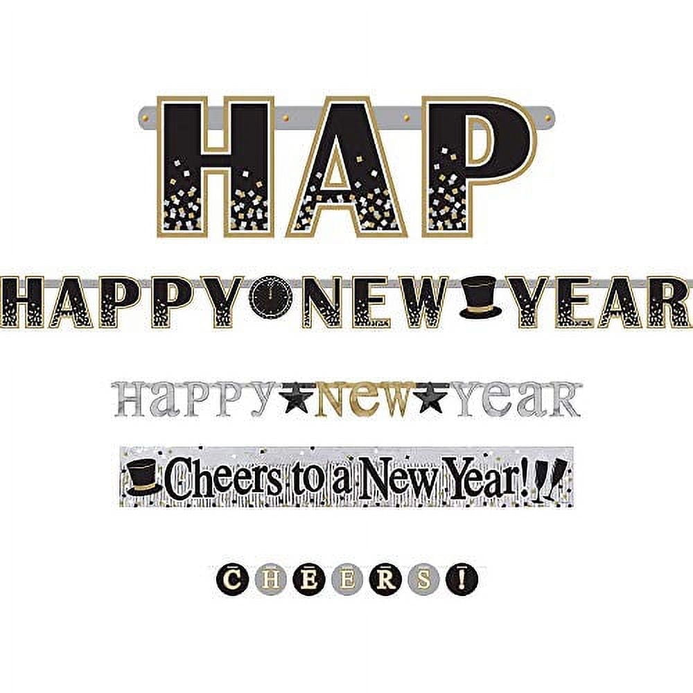 Amscan 4 in 1 Happy New Year Decoration Party Banners 4 Piece - Walmart.com