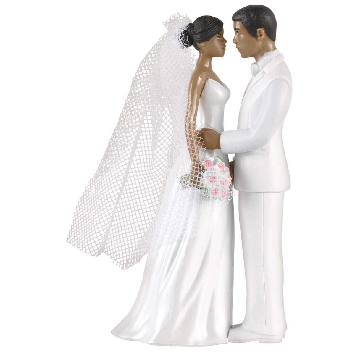Amscan 474851 Wedding Plastic Cake Topper, African American Couple, 4.5 ...